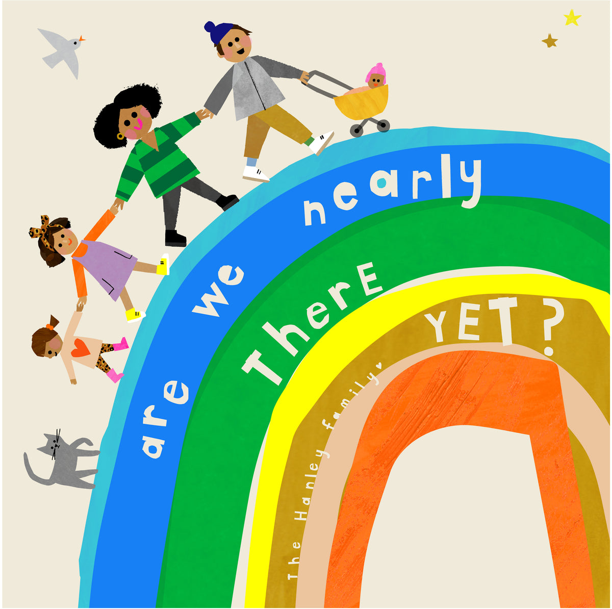 "Are we nearly there yet?" Family Portrait Print – Kay Vincent Illustration
