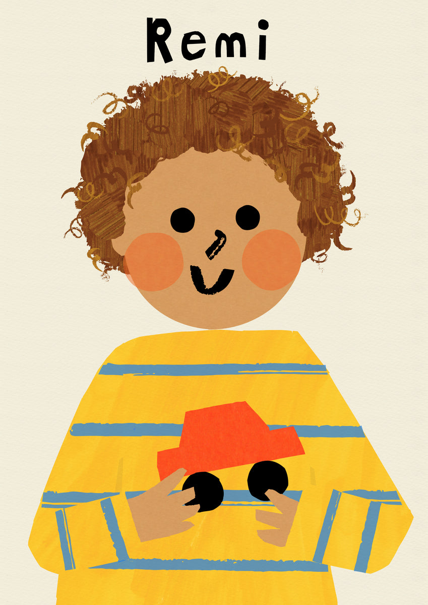 Car Boy Portrait Print- click to customise! – Kay Vincent Illustration