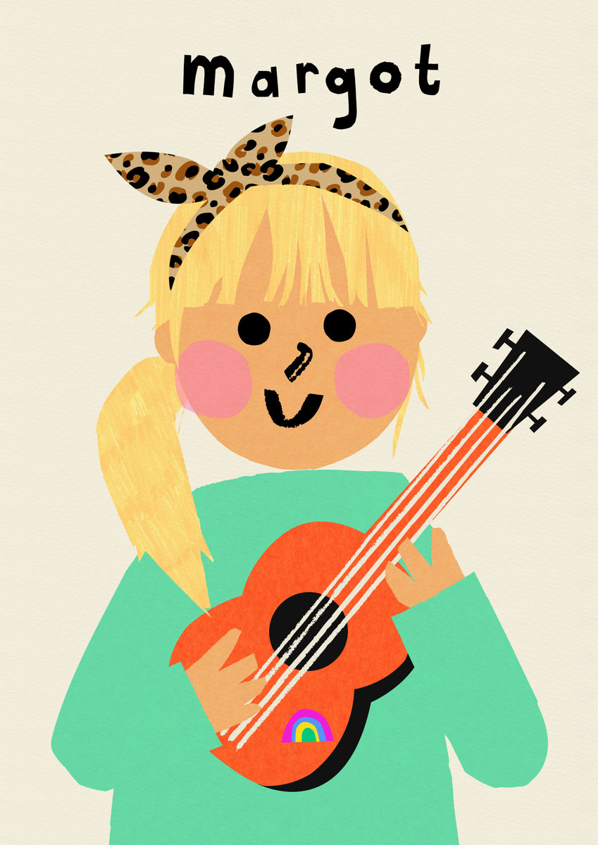 Music Girl Portrait Print- click to customise! – Kay Vincent Illustration